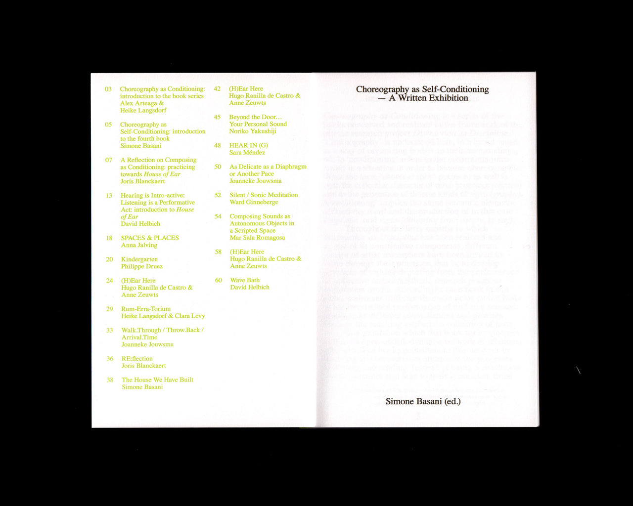 Simone Basani (ed.) / Choreography as Self-Conditioning — A Written Ex